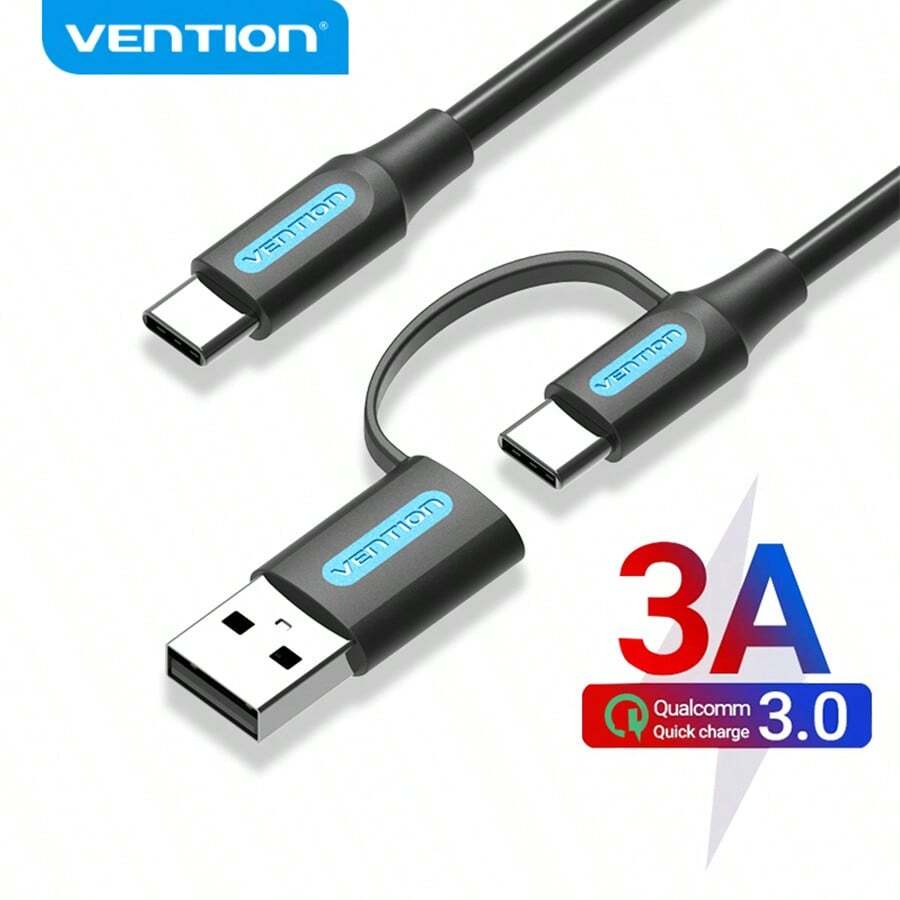 VENTION USB C To USB C+A Cable, 3A Fast Charging & Data Transfer Cable ...