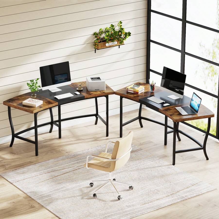 Tribesigns 71 Inches Desk With Arc-Shaped Tabletop, Large Curved Office ...
