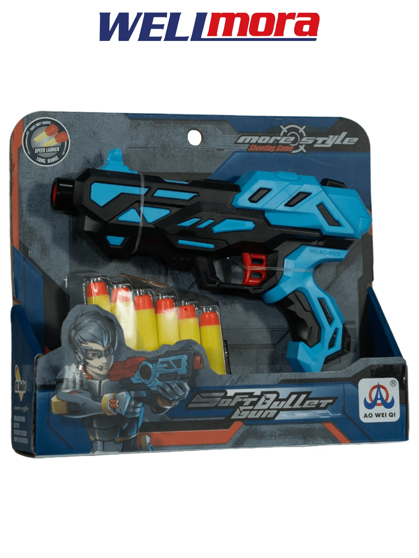 SOFT BULLET LONG RANGE PROJECTILE SHOOTING TOY GUN WITH 6 SAFE DARTS ...