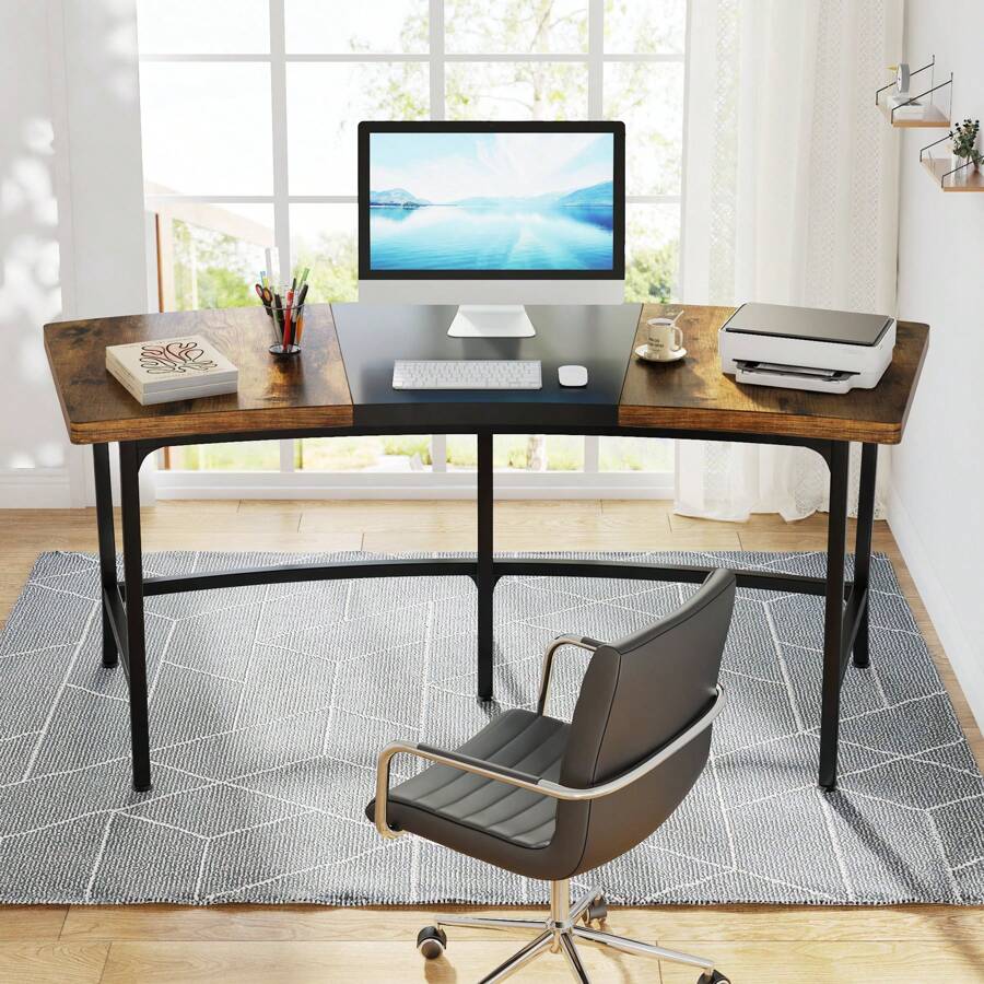 Tribesigns 71 Inches Desk With Arc-Shaped Tabletop, Large Curved Office ...