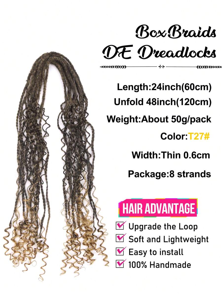 24 Inch Wavy Dreadlock Extensions For Women Boho Synthetic Double Ended ...
