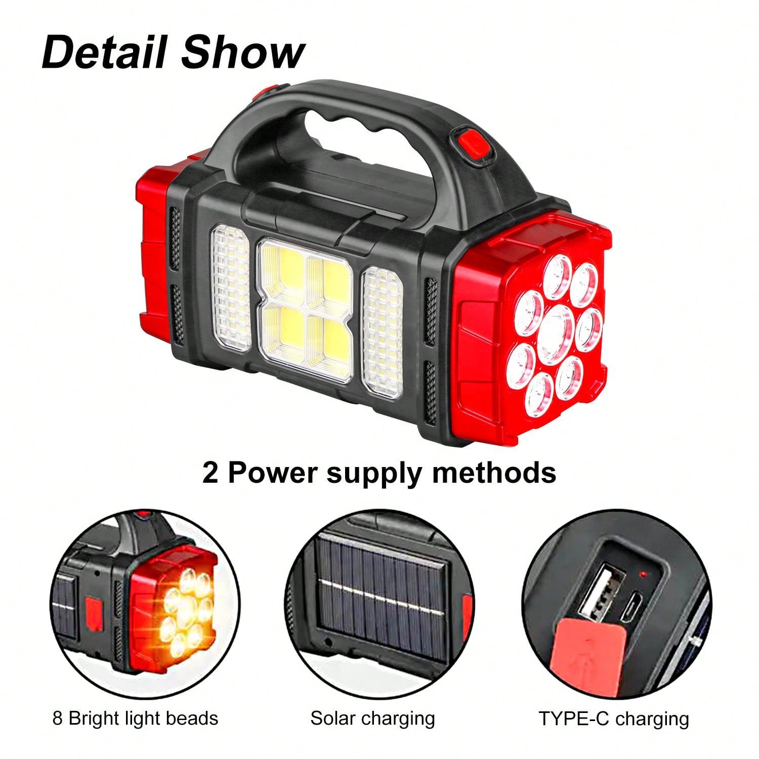 1pc Multifunctional Red Outdoor Emergency Light Flashlight, With Strong ...