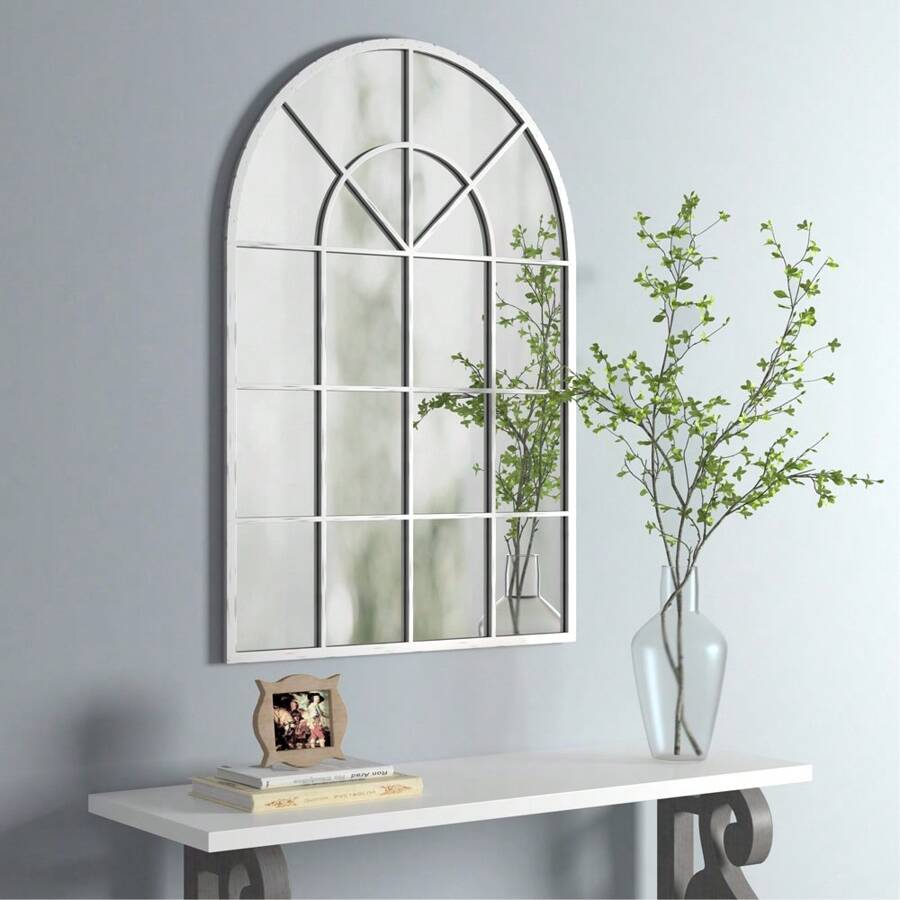 Silver Arched Window Finished Metal Mirror,Spliced Detachable ...