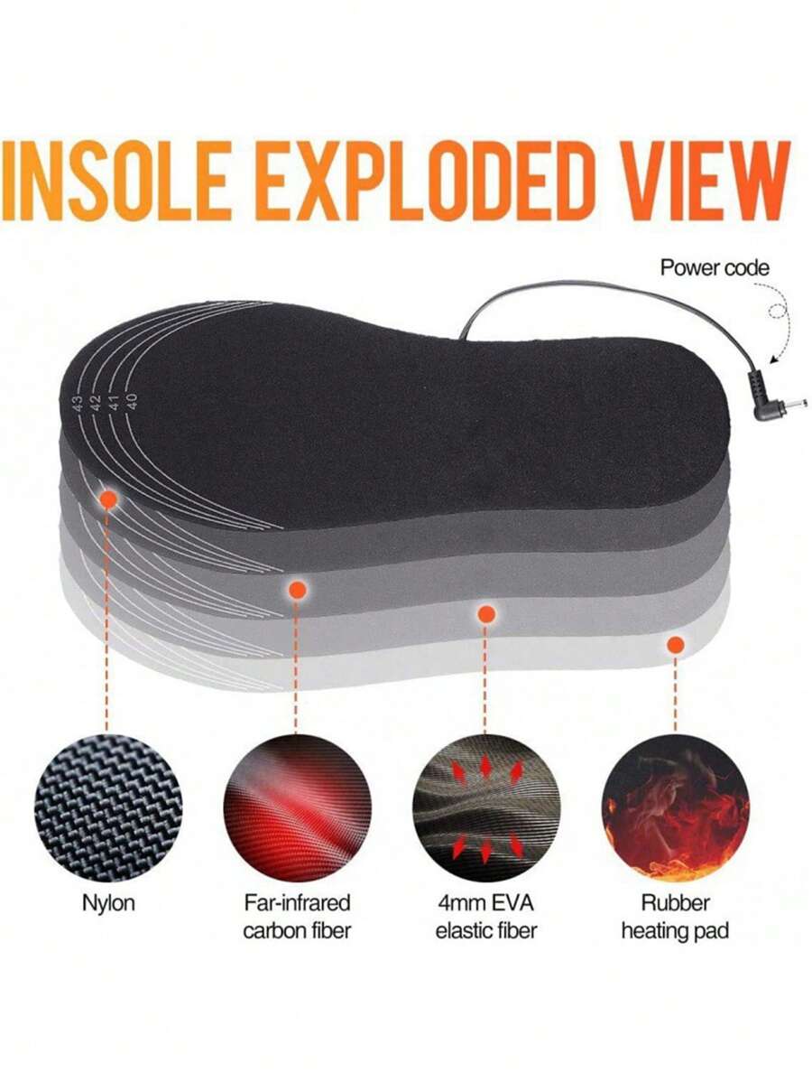 1pair Cuttable Electric Charging Heating Insoles, Usb Heating Pad, Foot ...