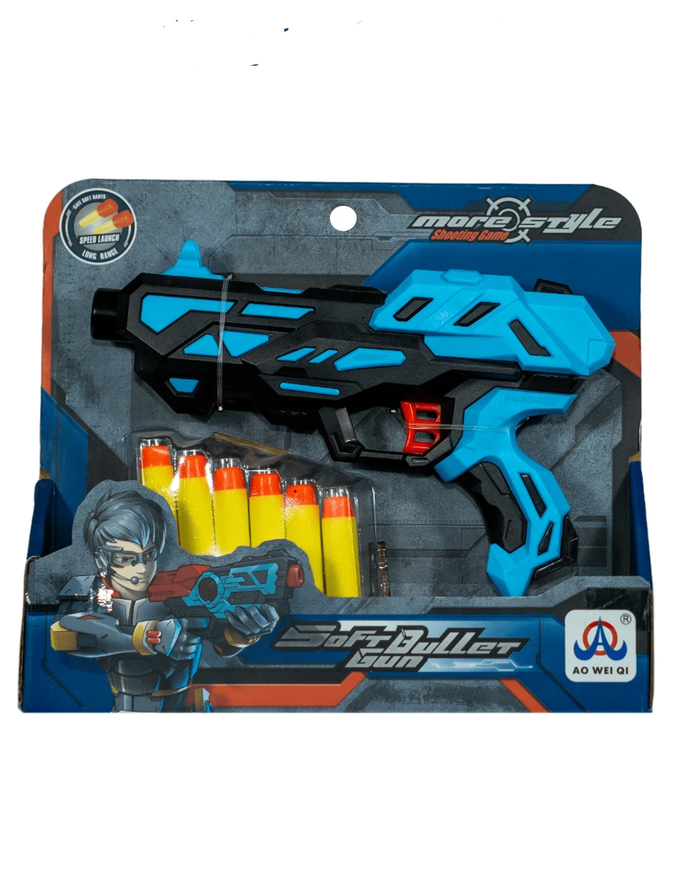 SOFT BULLET LONG RANGE PROJECTILE SHOOTING TOY GUN WITH 6 SAFE DARTS ...