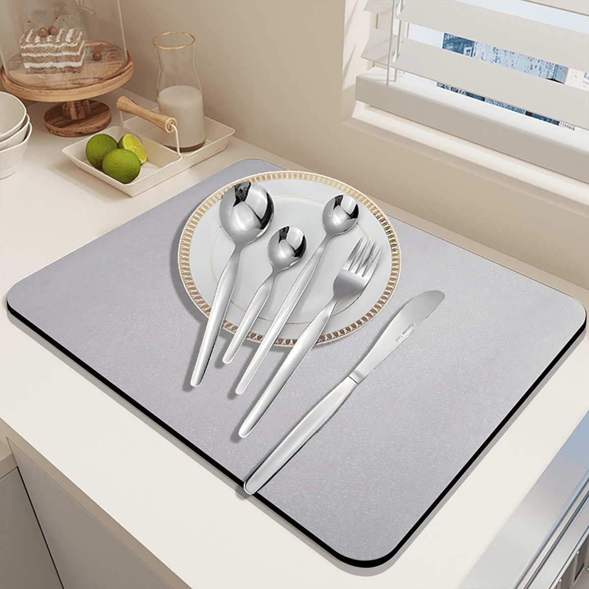 Solid Color Absorbent Kitchen Mat With Natural Rubber And Diatomaceous ...