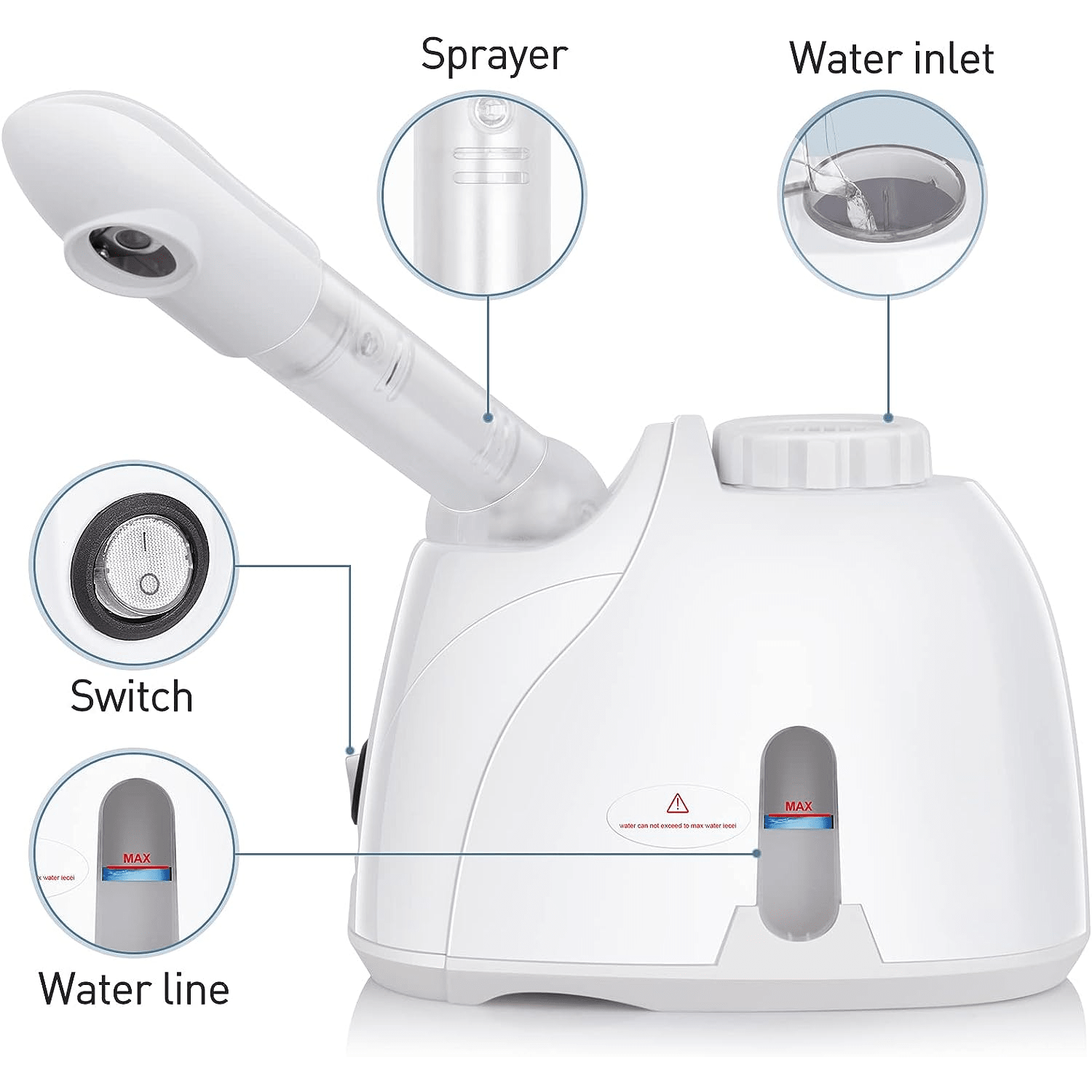 NewWay Facial Steamer With Extendable Arm Steaming Warm Mist Humidifier ...