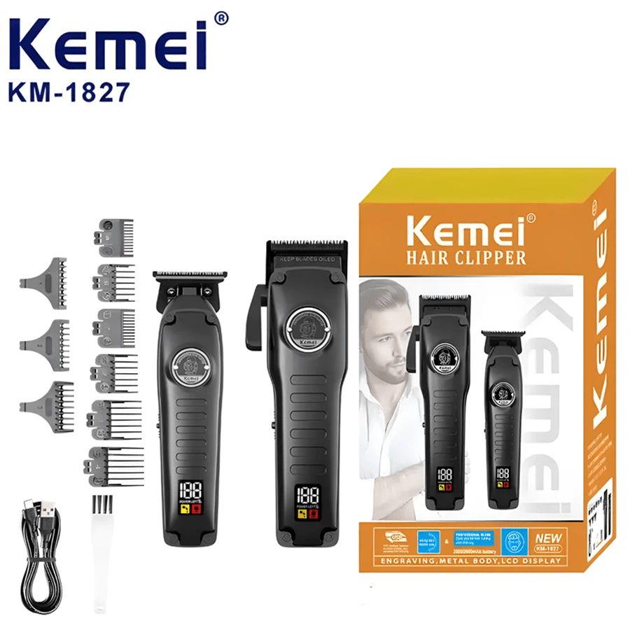 KEMEI/KEMEIKM-1827 New Professional Electric Hair Clipper Set LCD ...