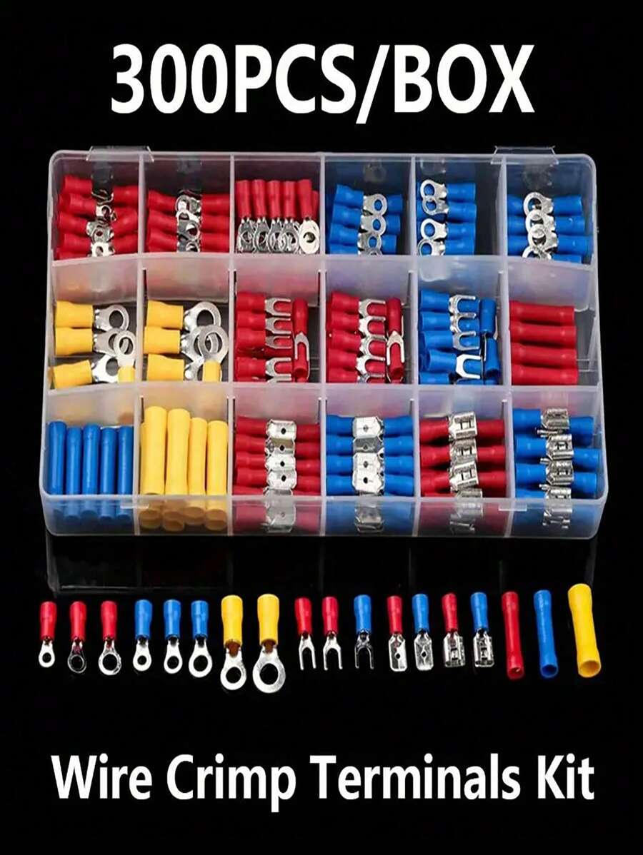 300pcs Box Assorted Spade Terminals Insulated Cable Connector ...