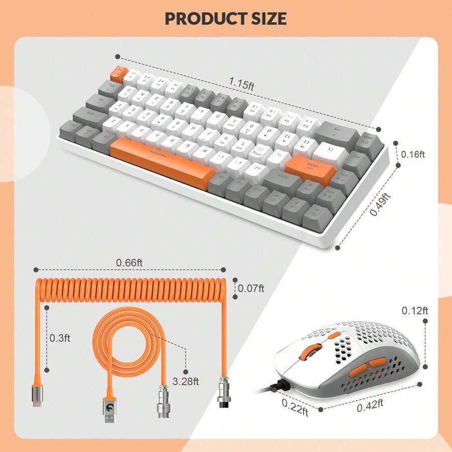 ATTACK SHARK Teclado mecánico de juego y combo de mouse ATTACK SHARK * ZIYOU LANG RK-T8PR0 con ...