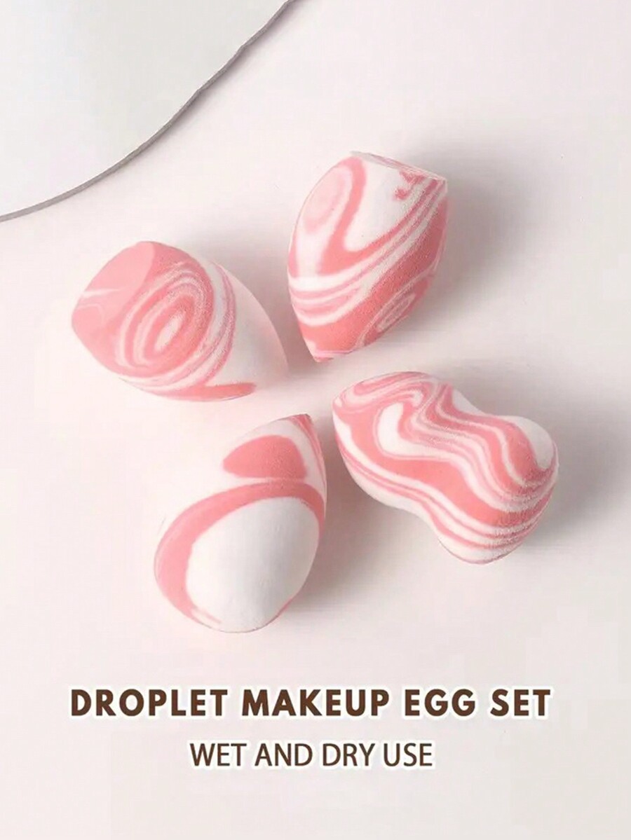 4pcs Two Tone Marble Makeup Sponge Set - Soft And Flawless For Liquid ...
