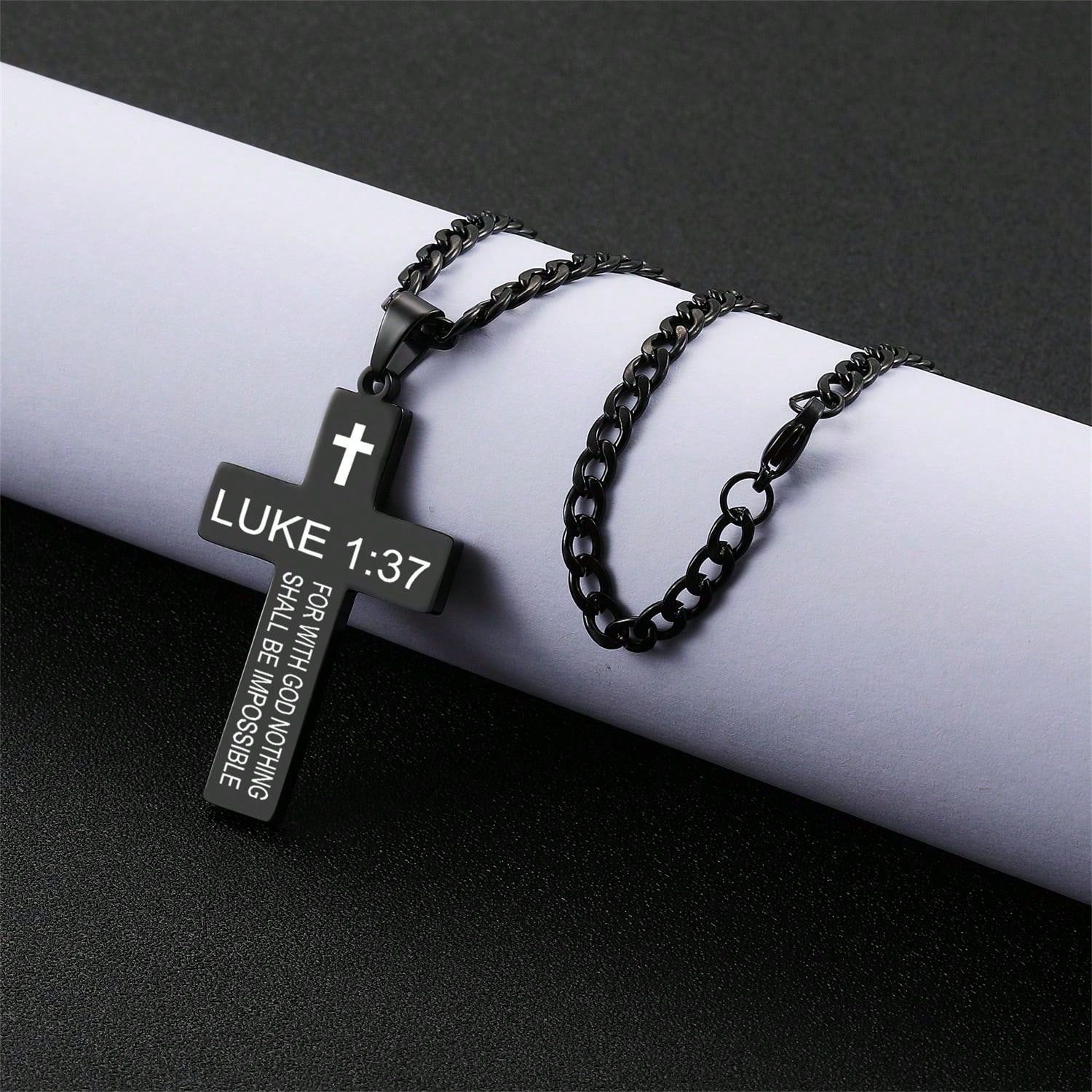 1Pc Inspirational Bible Verse Scripture Golden Cross Necklace For Men ...