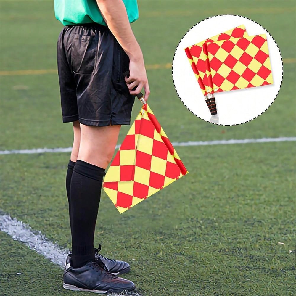 4pcs Soccer Referee Flag Set,Football Linesman Flags,Red Yellow Cards ...
