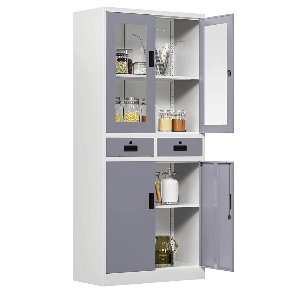 Metal Garage Cabinet,Freestanding Kitchen Pantry Storage Cabinet with ...