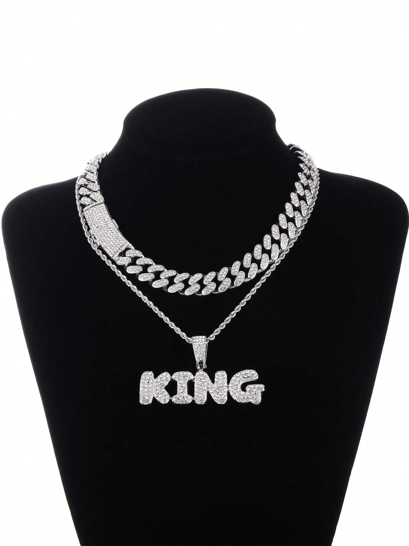 Zinc Alloy Crown Shaped Pendant Necklace With Letter 'king', Hip-hop ...
