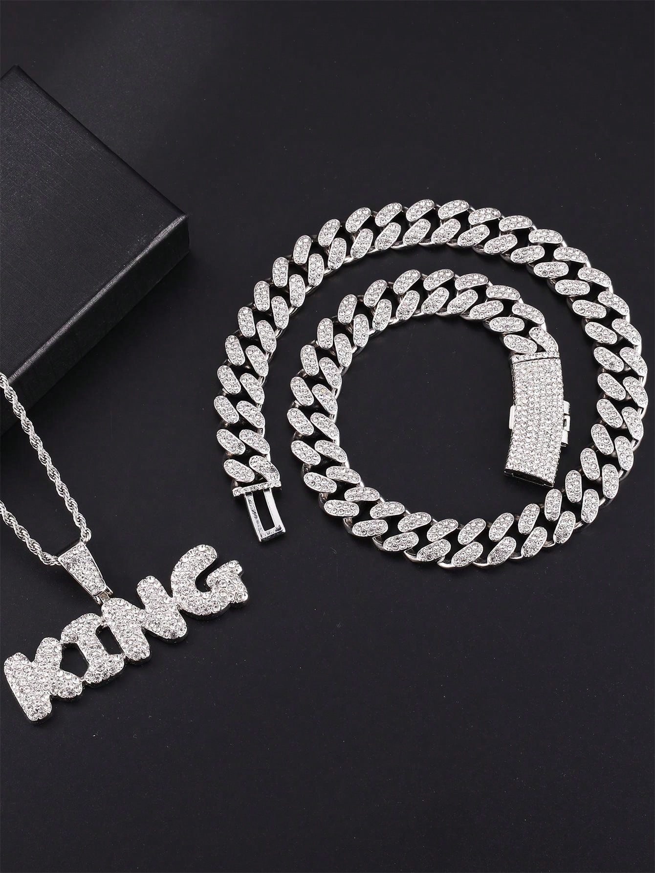 Zinc Alloy Crown Shaped Pendant Necklace With Letter 'king', Hip-hop ...