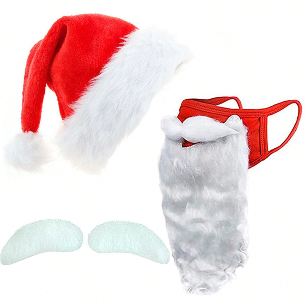 One Piece Set Christmas Mask Red Christmas Mask Christmas Hat Holiday ...