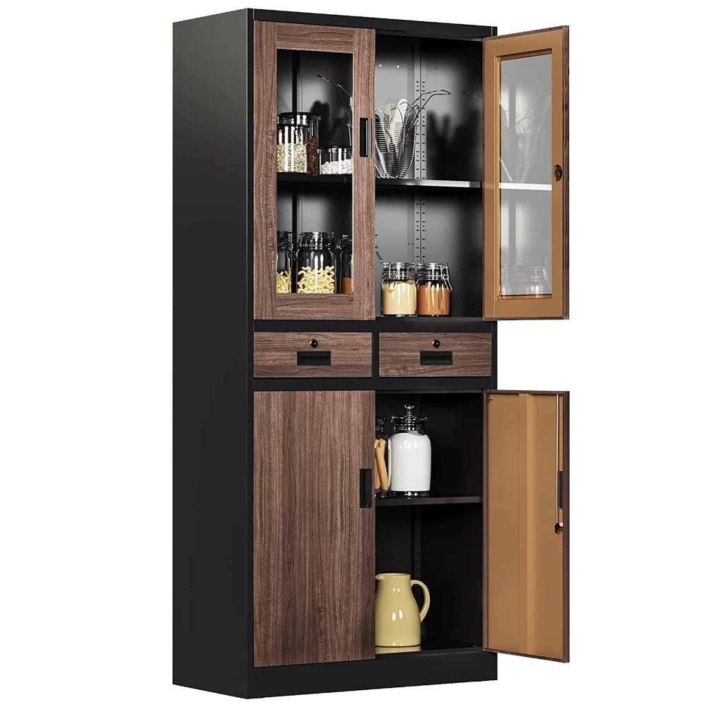 Metal Garage Cabinet,Freestanding Kitchen Pantry Storage Cabinet with ...