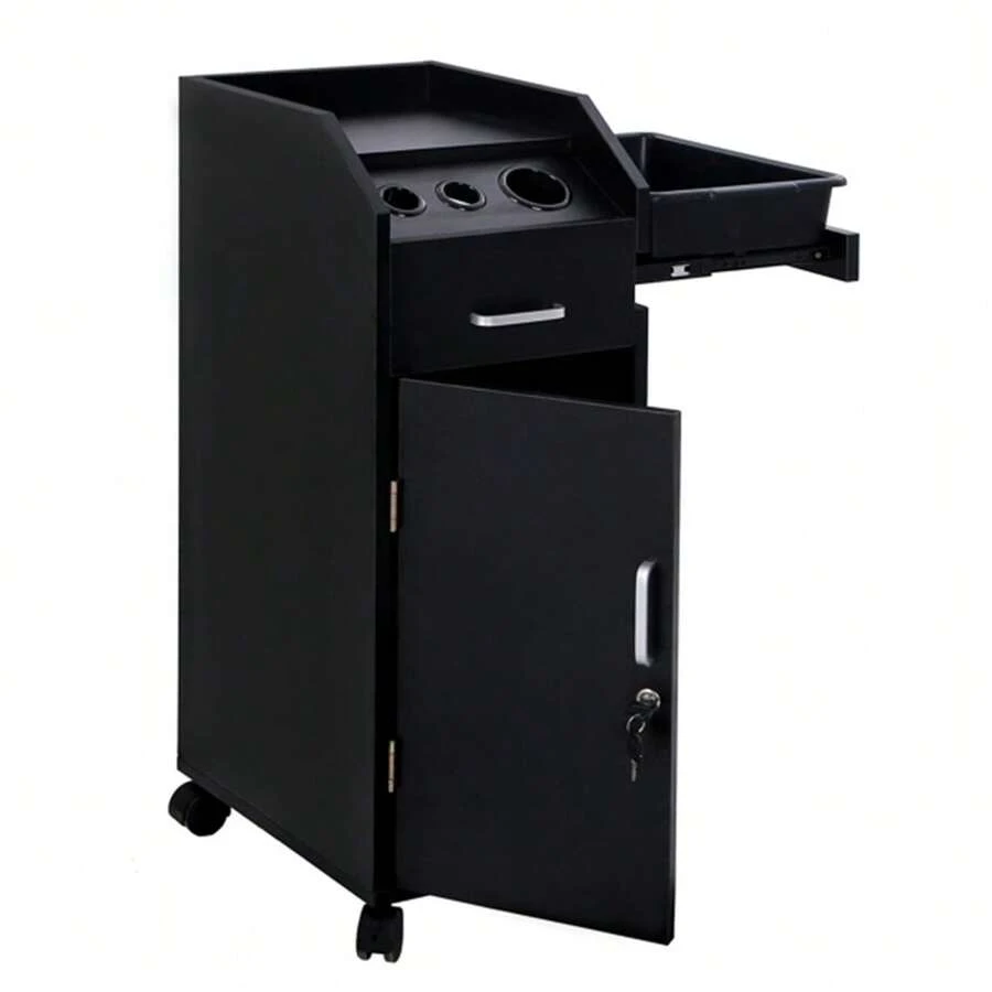 Hair Salon Storage Cart with Wheels & 3 Hair Dryer Holders & 4 Drawers ...