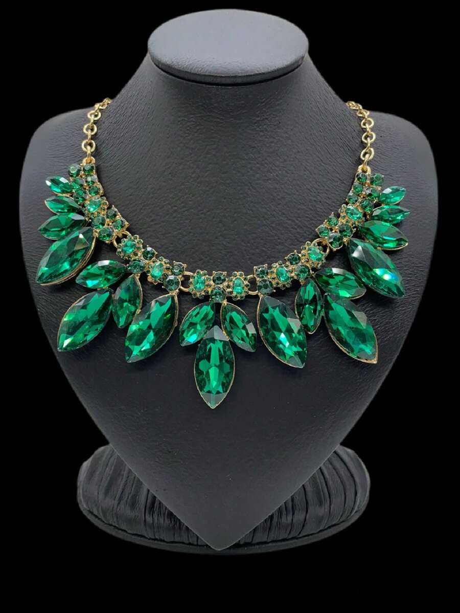 1pc Ladies Rhinestone Decor Necklaces Statement Stylish Fashionova Chunky Bib Cocktail Wedding ...