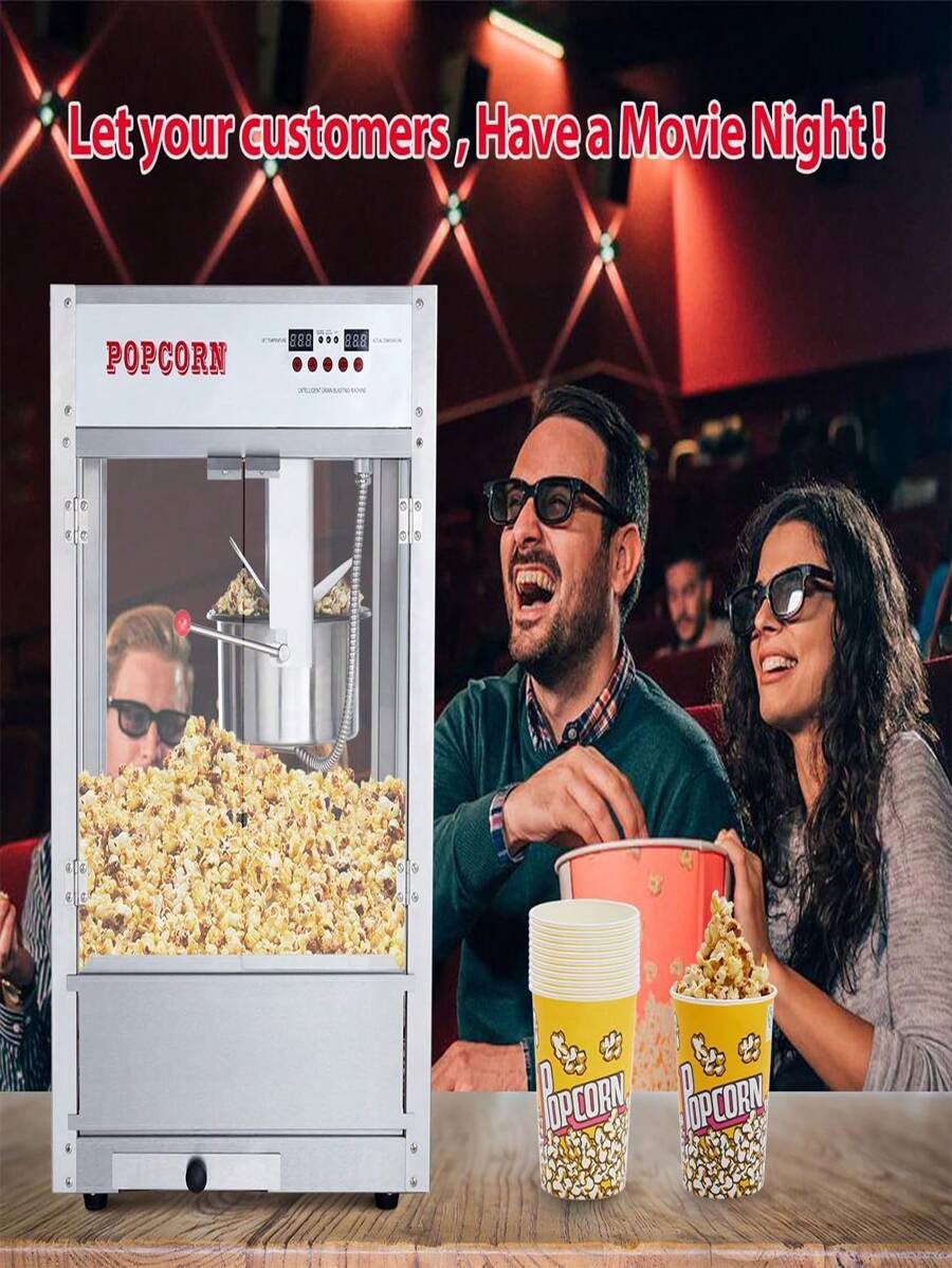 Large commercial Popcorn Machine Movie Night 12 OZ, Temperature Control ...