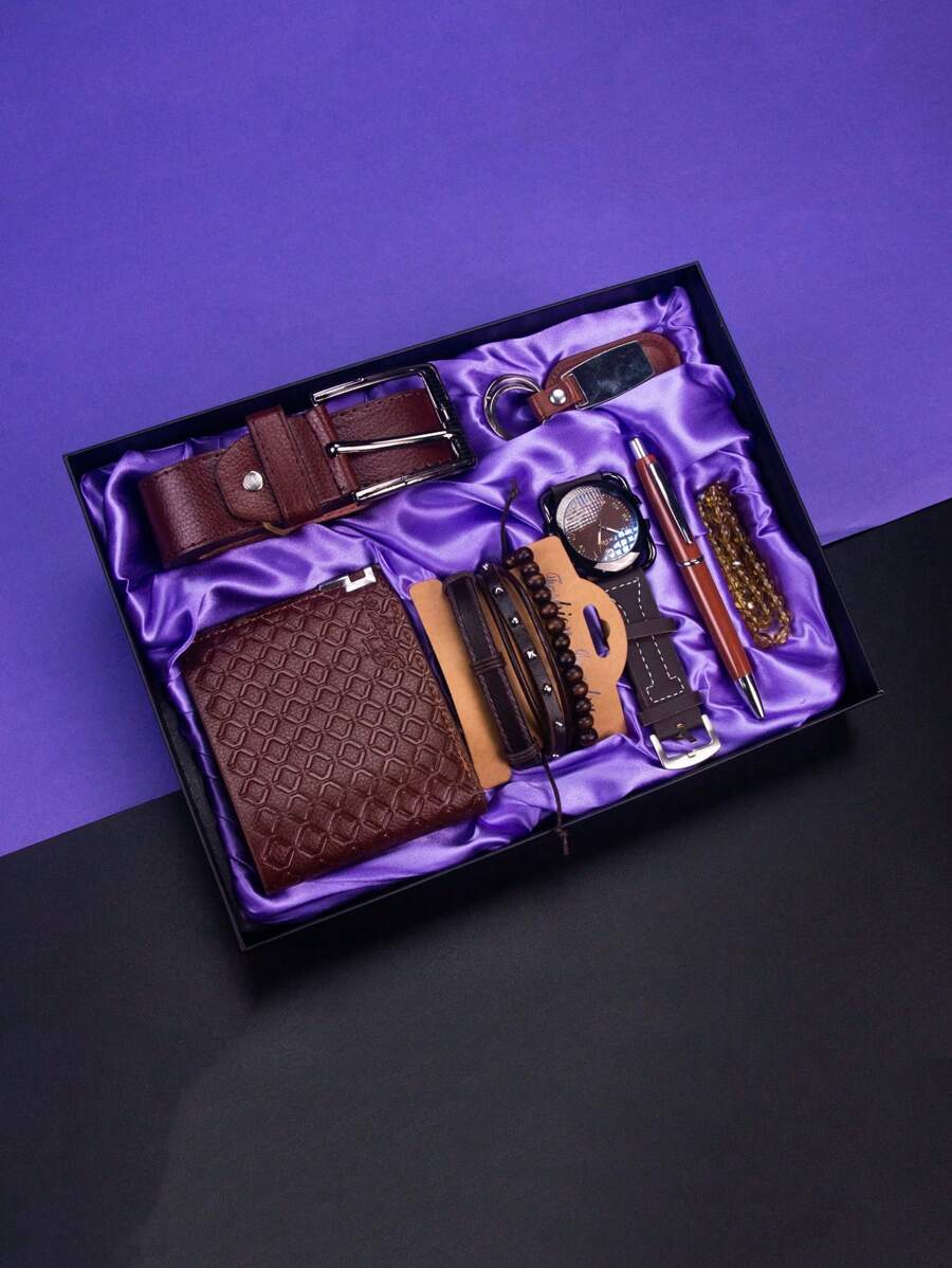 Cross-Border Men's Watch Set With Quartz Watch, Leather Belt, Wallet ...