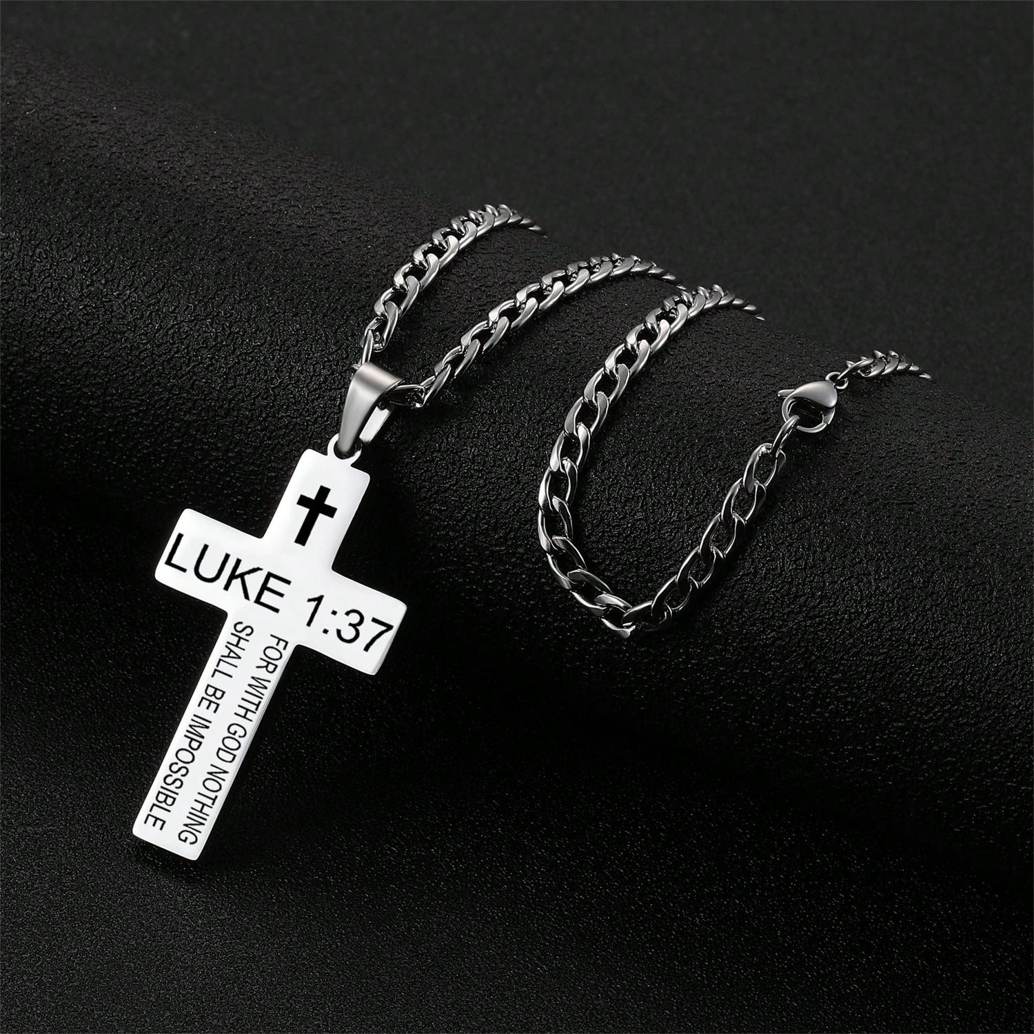 1Pc Inspirational Bible Verse Scripture Golden Cross Necklace For Men ...