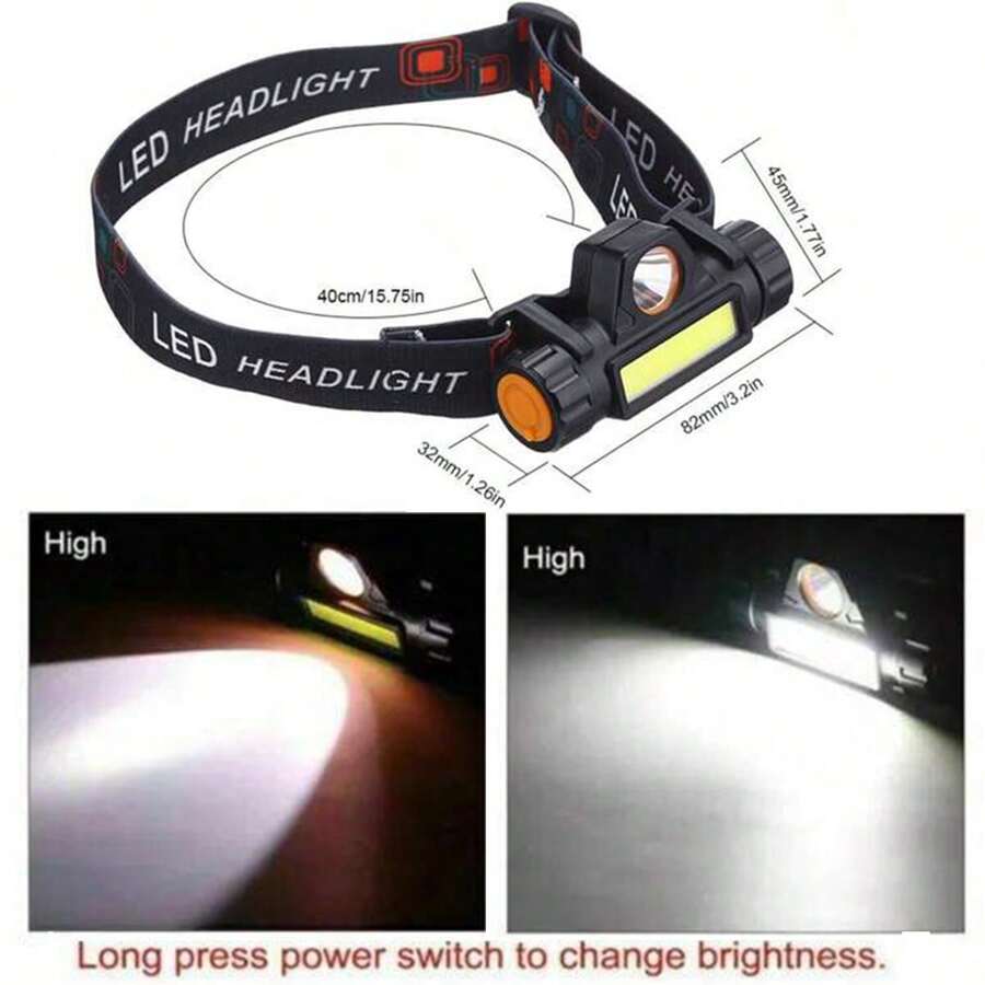 1/2pcs Rechargeable Headlamp, Lightweight Waterproof Wide Headband LED ...