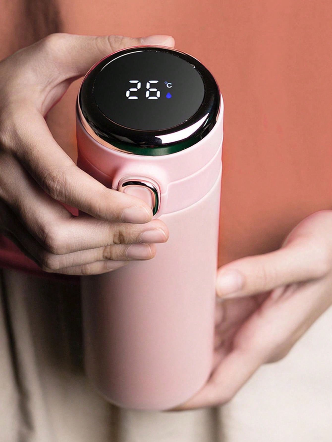 1pc 304 Stainless Steel 350ml Portable Vacuum Flask, Temperature Displaying Smart Thermal Cup ...