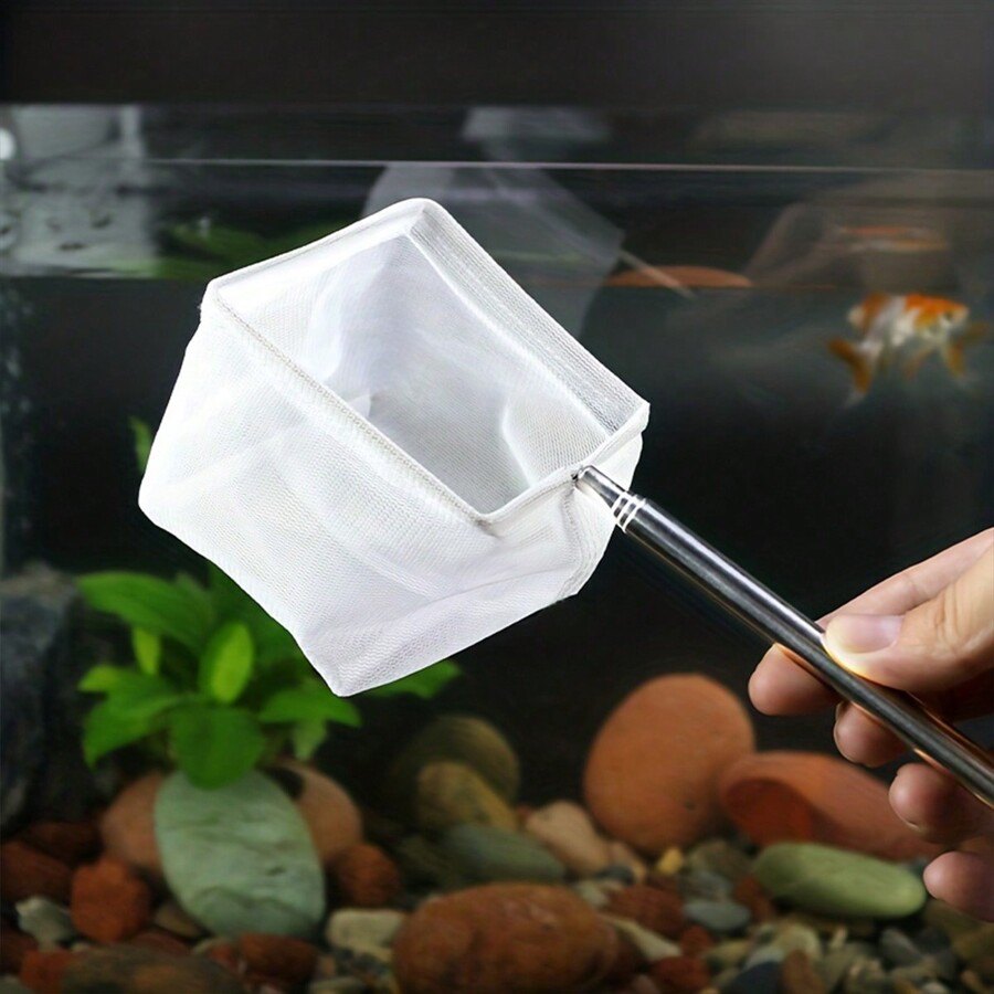 1pc White Stainless Steel 3d Fishing Net With Telescopic Circular ...