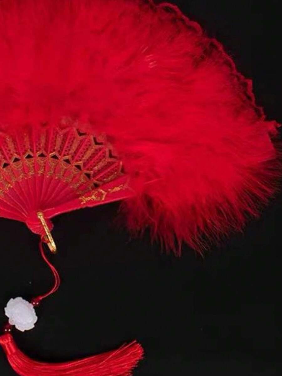 1pc Feather Fan 1920s Vintage Folding Handheld Fan For Costume Dance ...