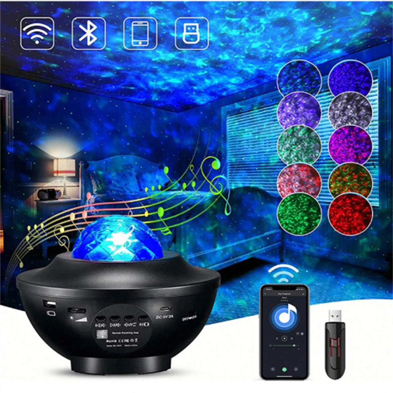 Projection Lamp, A Black Starry Sky Nebula With A Remote Control Flying ...