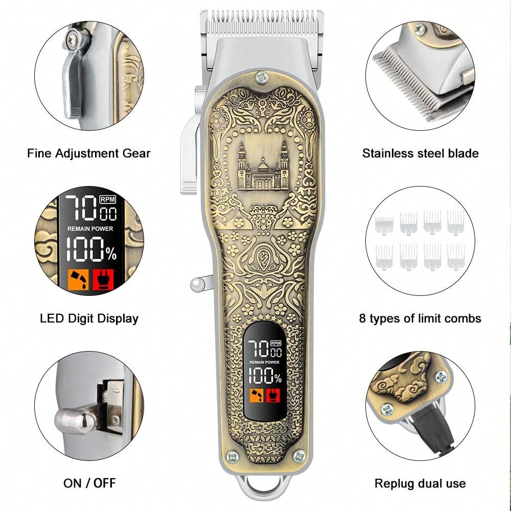 Retro Carved Electric Clipper Electric Hair Clipper Set, Metal Electric ...