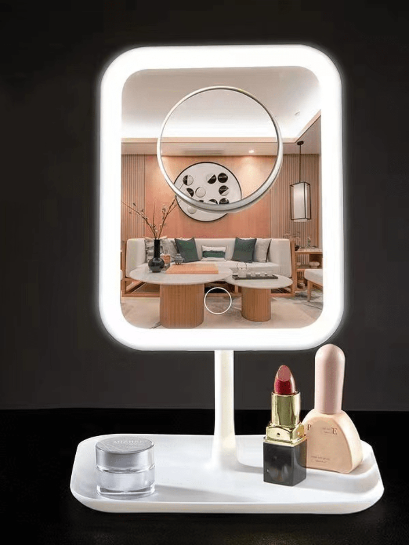 Square Led Makeup Mirror With Light For College Dorm And Dressing Table ...