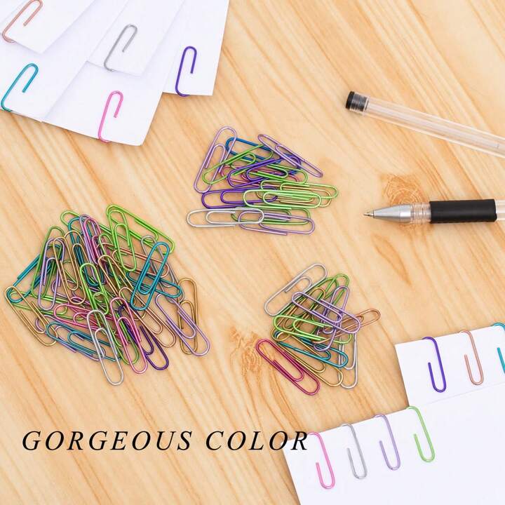 Paper Clips, 100pcs Medium Size Colored Paper Clip, PaperClips Assorted ...
