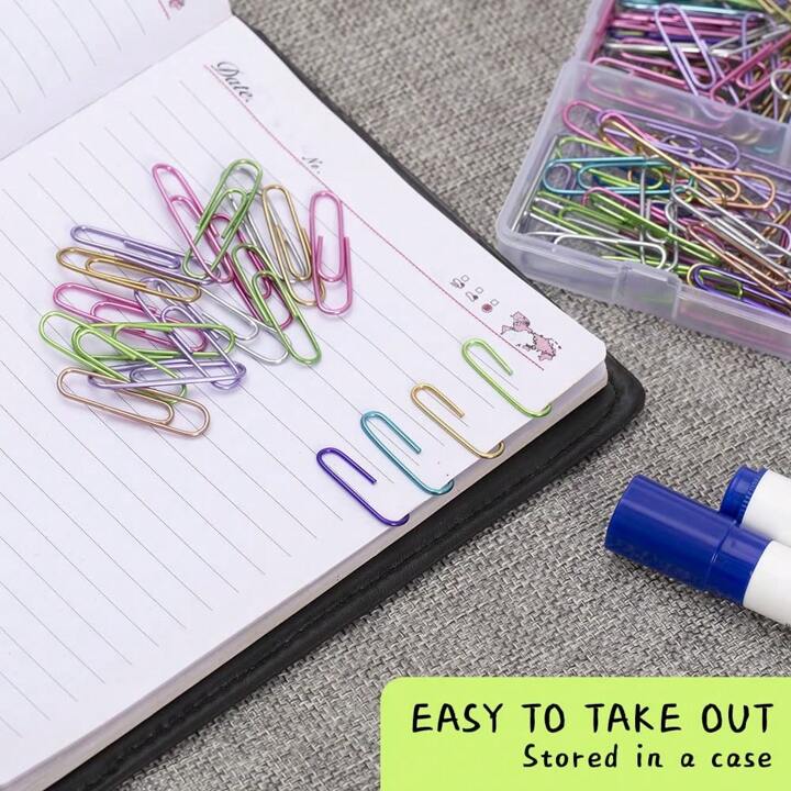 Paper Clips, 100pcs Medium Size Colored Paper Clip, PaperClips Assorted ...