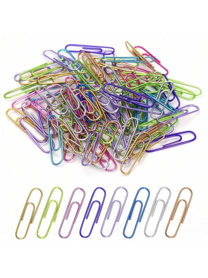 Paper Clips, 100pcs Medium Size Colored Paper Clip, PaperClips Assorted ...