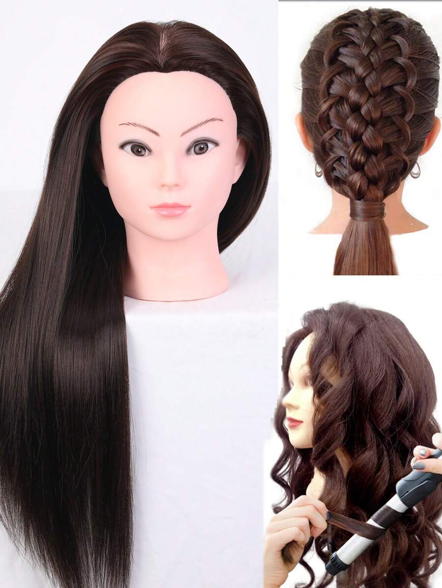 Brown Hair Mannequin Head With Hair 26 Inch Styling Head Cosmetology ...