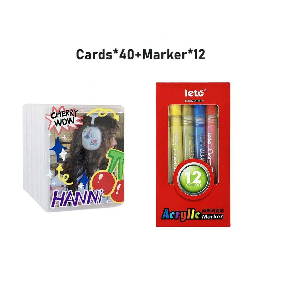 Diy Drawing Card Set Including 40 Transparent Horizontal Card Sleeves ...