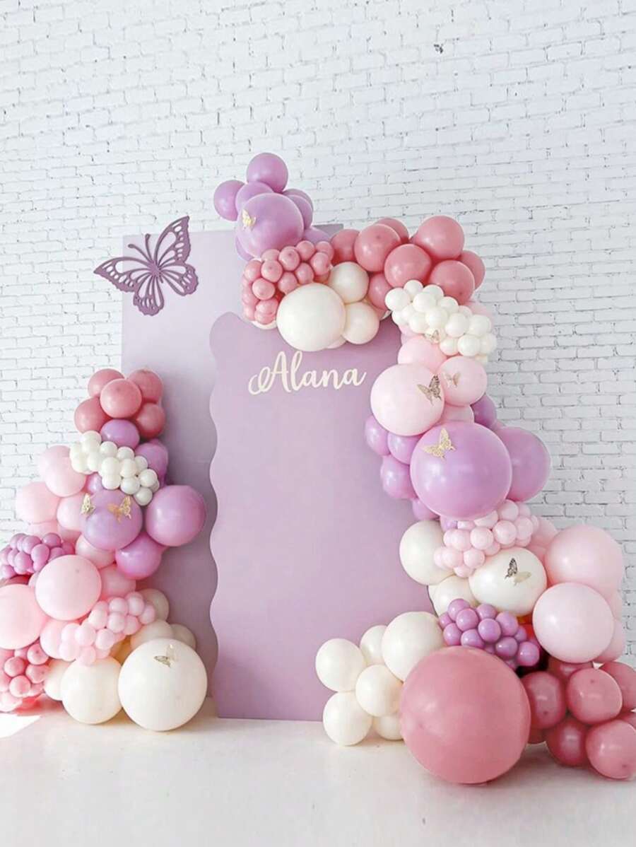 162 Peças Conjunto de Arco de Balões Lilás, Rosa e Bege, Decoração ...