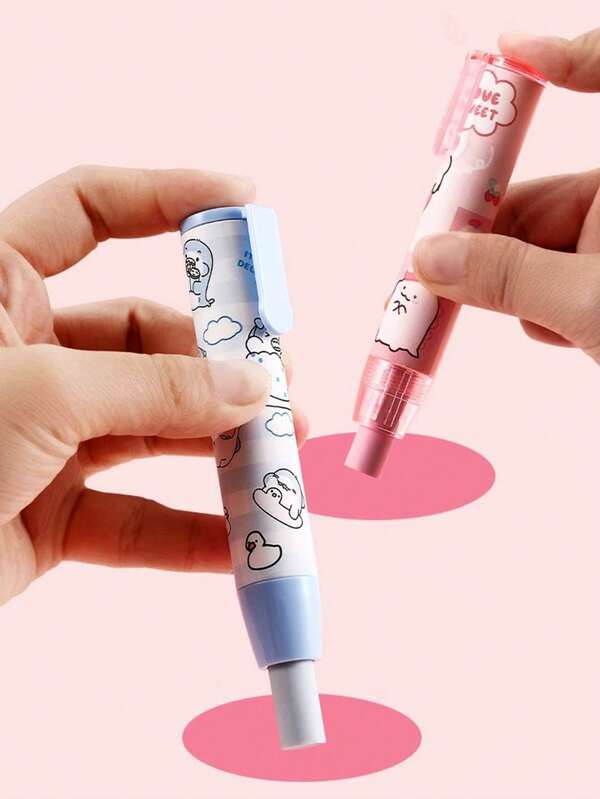1 Set Cartoon Pattern Press And Stretch Erasers, Including 2 Refills ...
