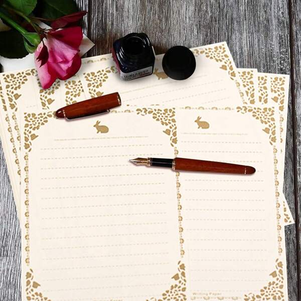 20 Sheets Vintage Lined Paper With Antique Border Design, Aged ...