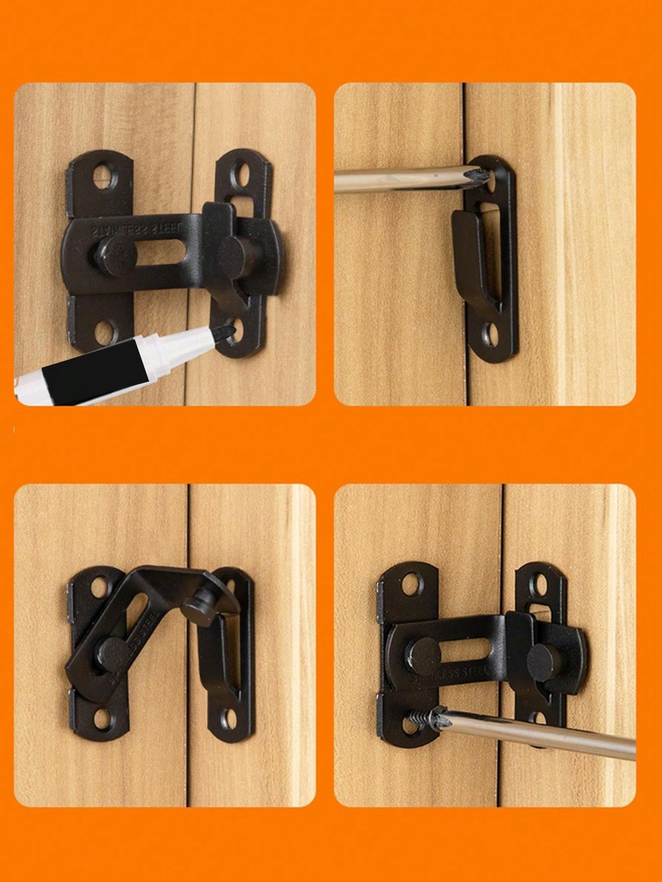 1pc Black Barn Door Latch Lock, 90 Degree Stainless Steel Door Latch ...