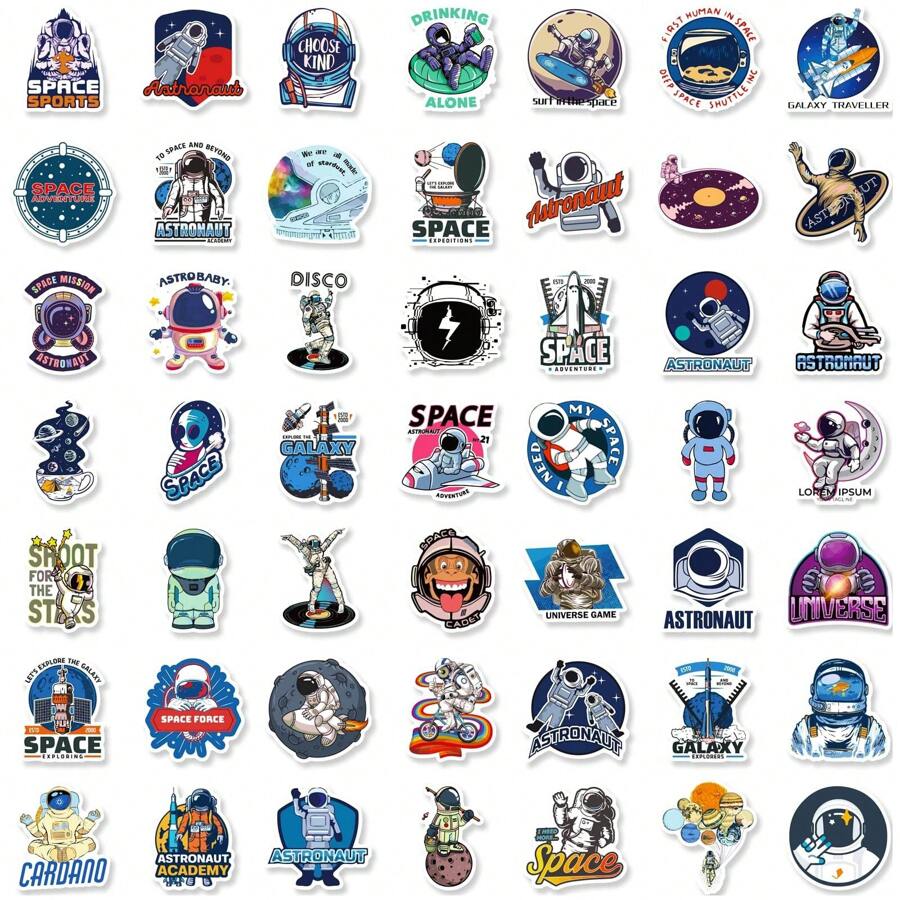 100pcs Space Astronaut Stickers Universe Cosmic Sticker For Luggage ...