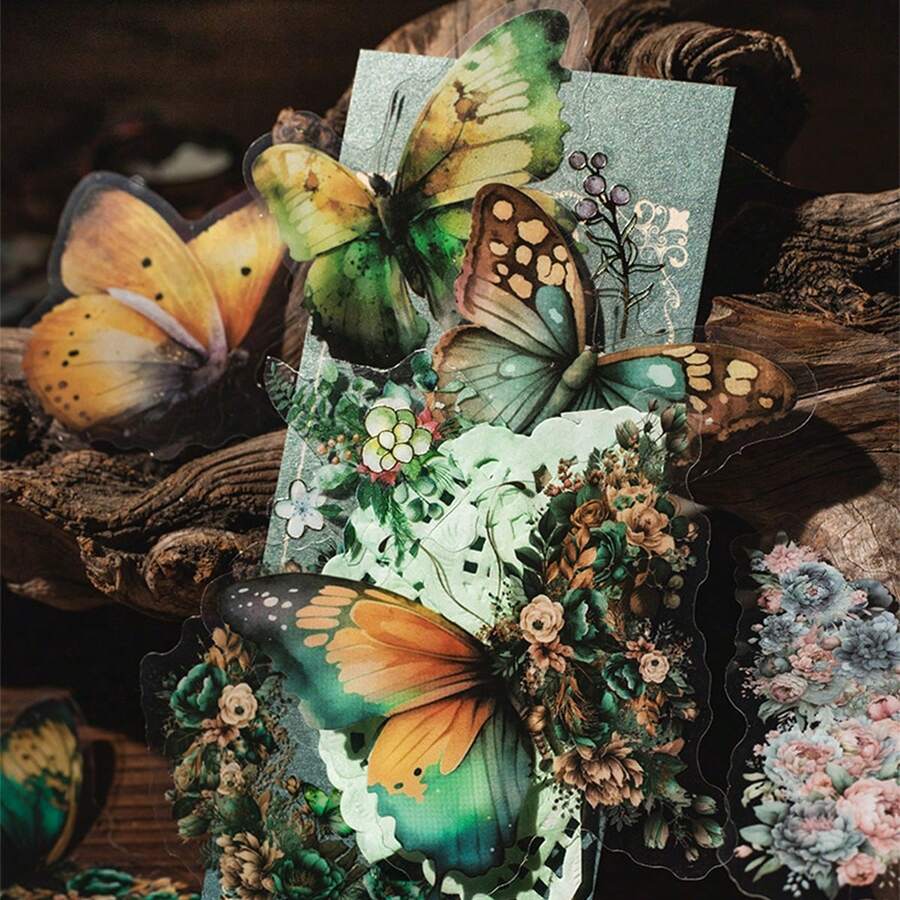 30 Sheets Butterfly And Flower Themed DIY Decorative Stickers Pack ...
