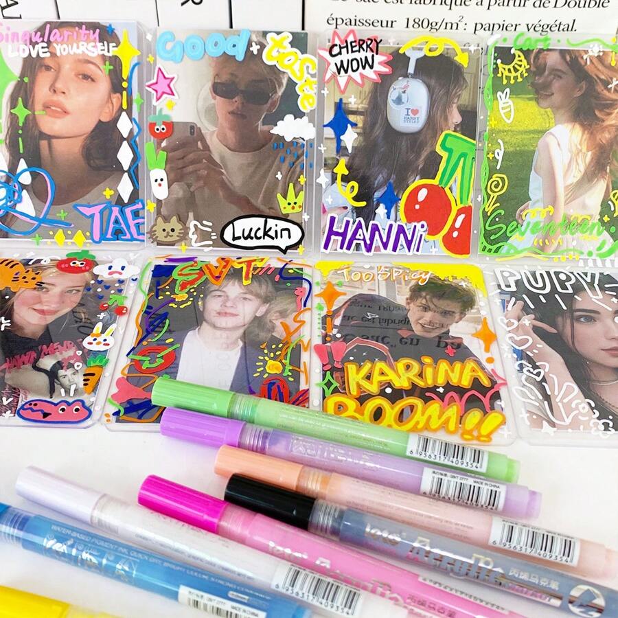 Diy Drawing Card Set Including 40 Transparent Horizontal Card Sleeves ...