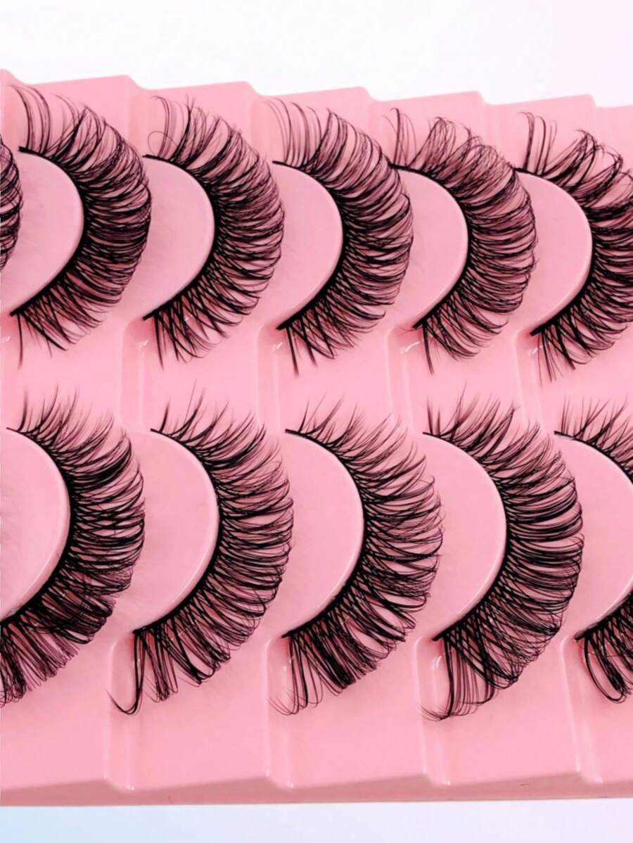 10 Pairs Russian Strip Lashes D Curl False Eyelashes Natural Lashes ...
