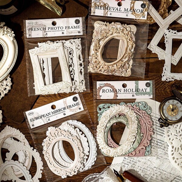 10pcs Embossed Collage Cards & Vintage Hollowed-Out Picture Frames ...
