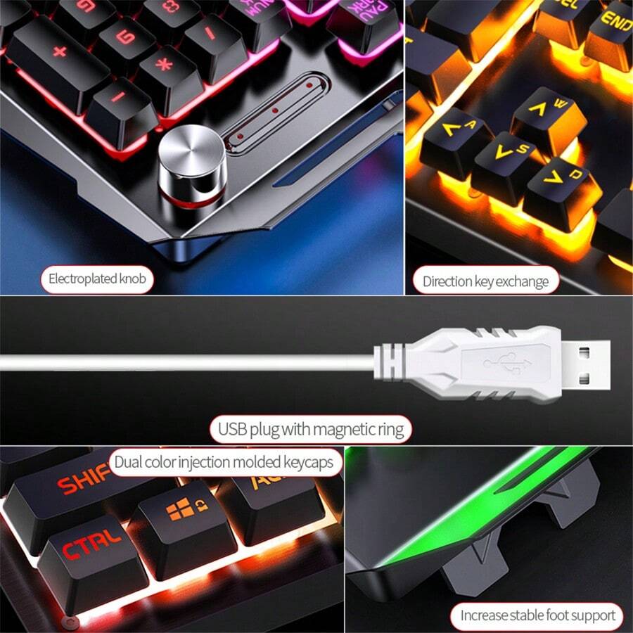 Yindiao V2 Wired Computer Keyboard, Usb Gaming Typing Office Keyboard ...