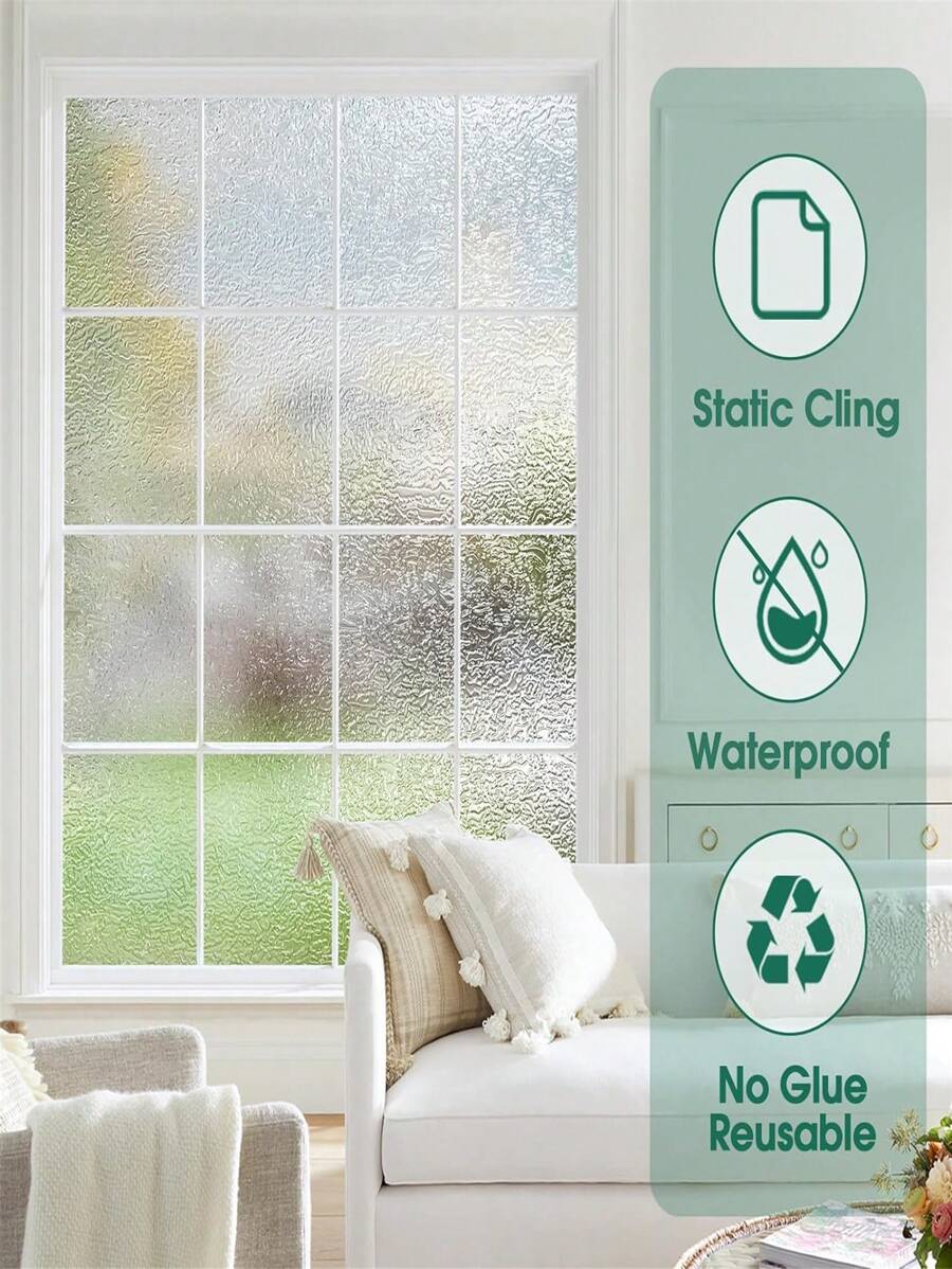 1 Roll Privacy Film Frosted Glass: Window Cover Sun Blocking Window ...